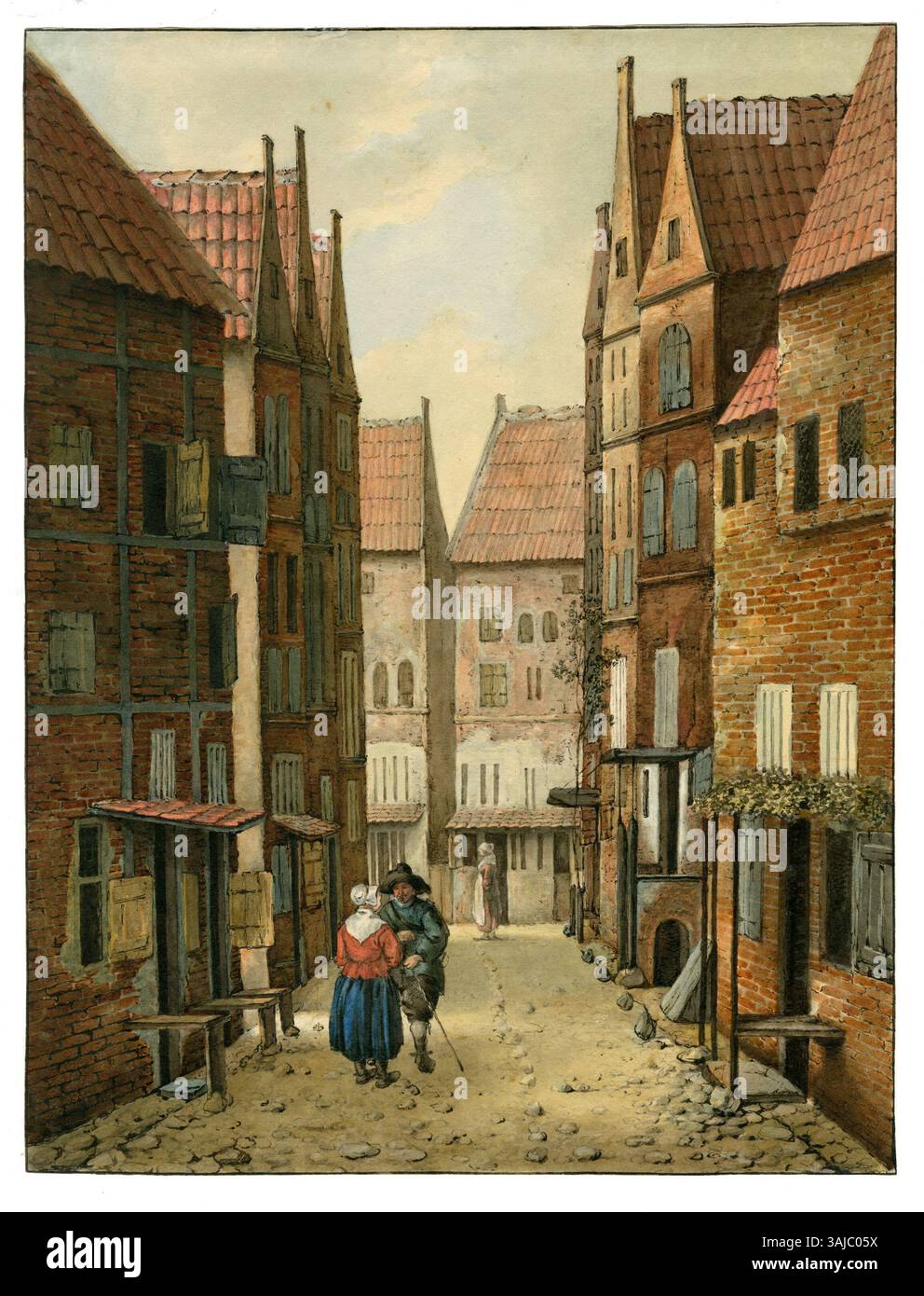 This watercolor painting by Albertus Brondgeest, circa 1820, depicts a ...