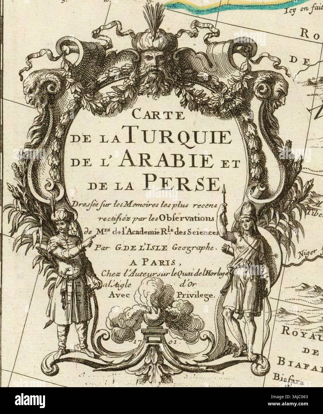 This figurative cartouche by Guillaume Delisle, dating to 1701, is part ...