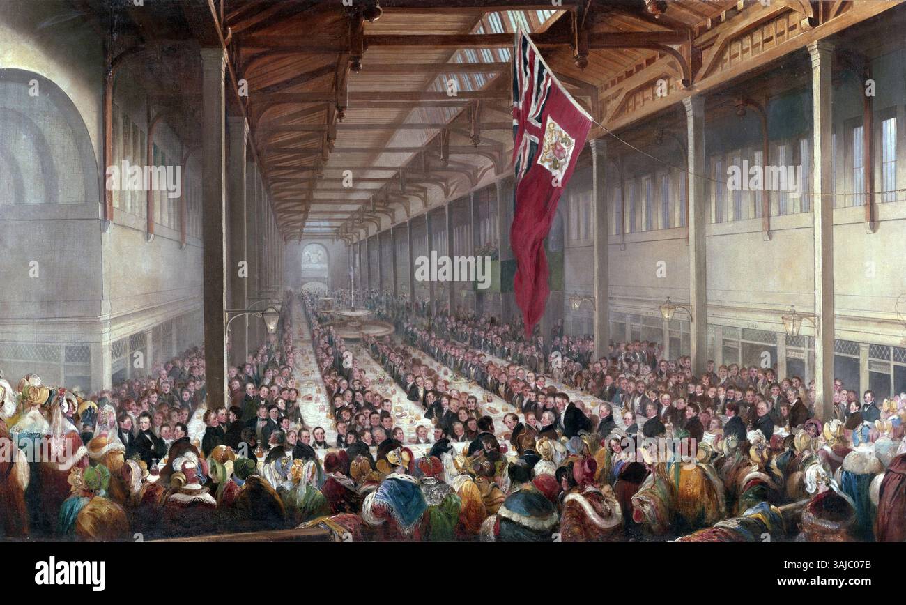 A 1835 painting depicting the grand banquet held to celebrate the ...