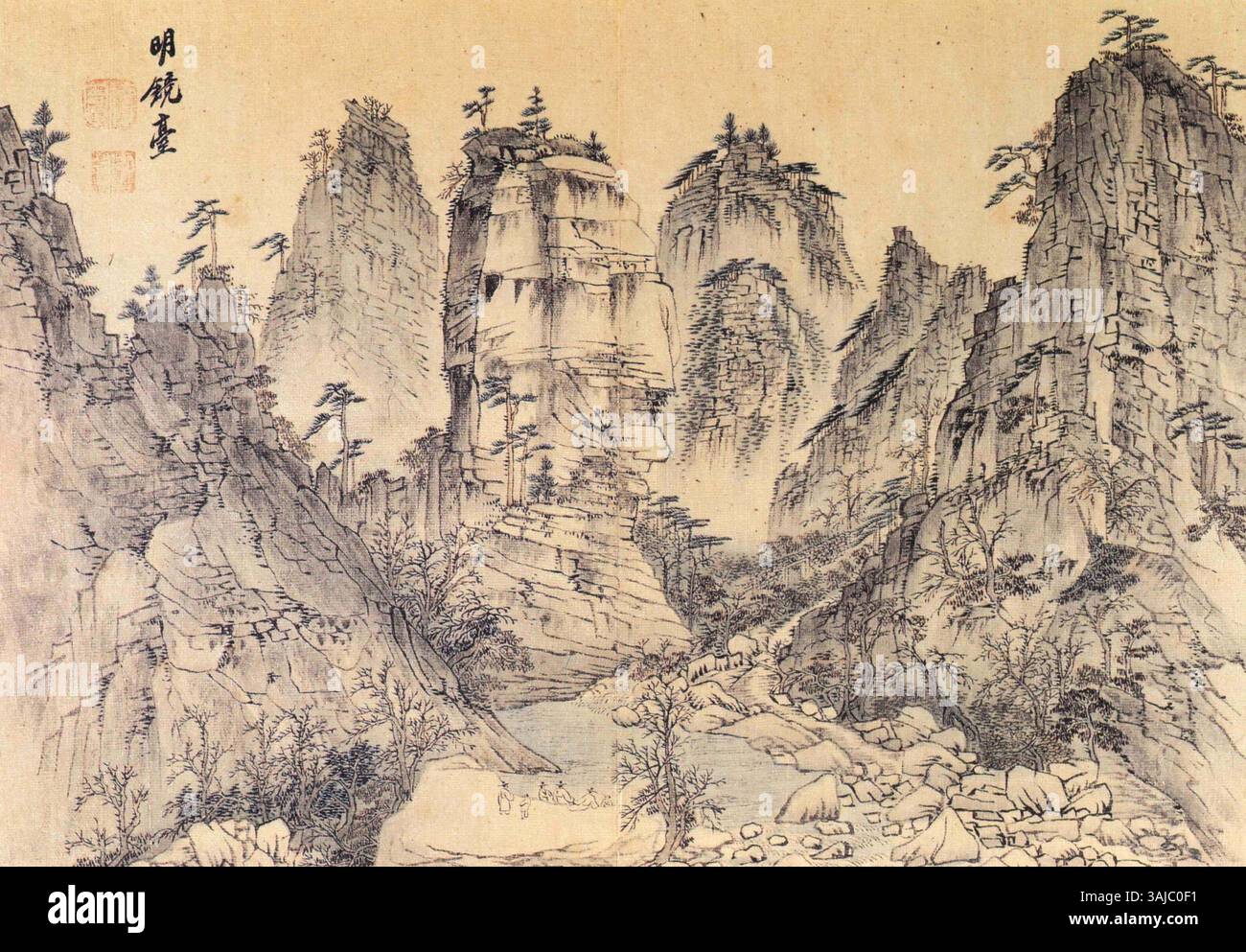 This 1788 work by Kim Hong-do depicts landscapes of Mt. Geumgangsan ...