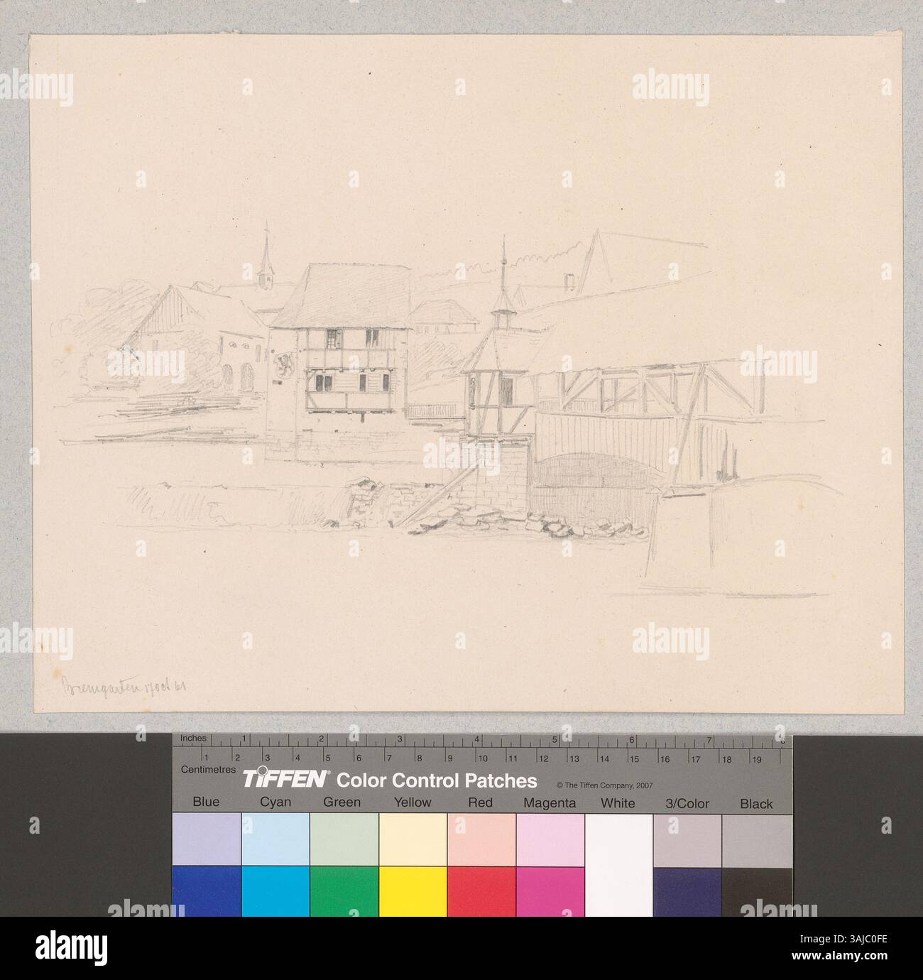 This artwork depicts the Reuss Bridge and Bollhaus from the north in ...