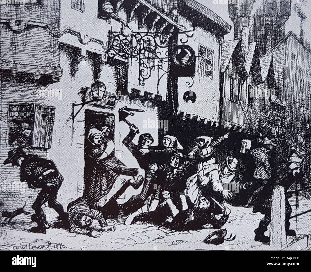 A Flemish tavern scene painted by Georg von Rosen, depicting everyday ...