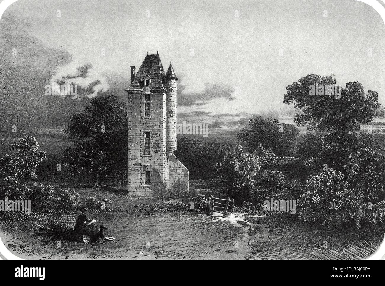 This 1856 painting by Thomas Drake depicts La Baronnière, the residence ...