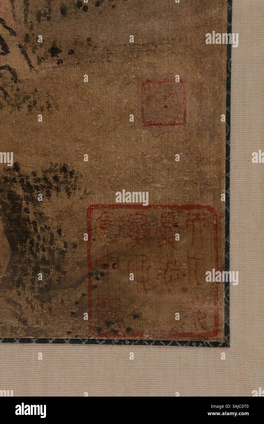 This cropped depiction of 'A Sewing Monk in the Mountain' by Sim Sa ...