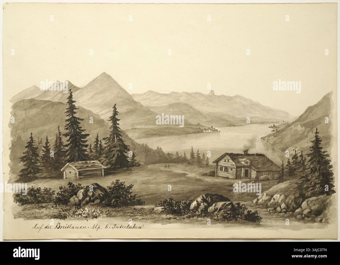 A pen-and-ink drawing by Johann Heinrich Müller illustrating the ...