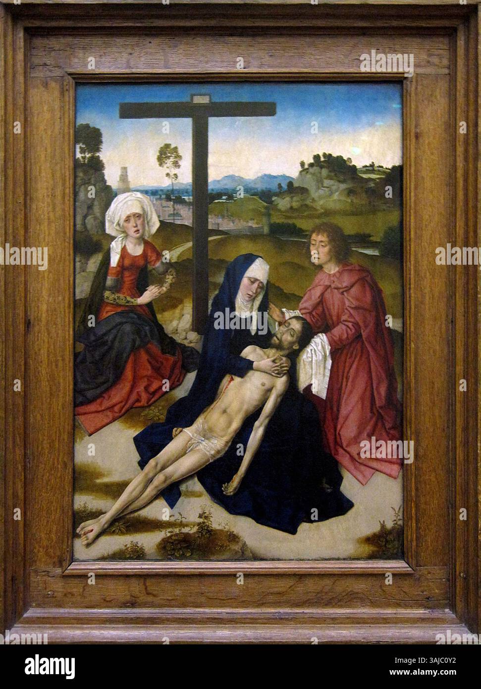 'The Lamentation over the dead Christ' by Dirk Bouts, painted between 1425 and 1475, depicting ...