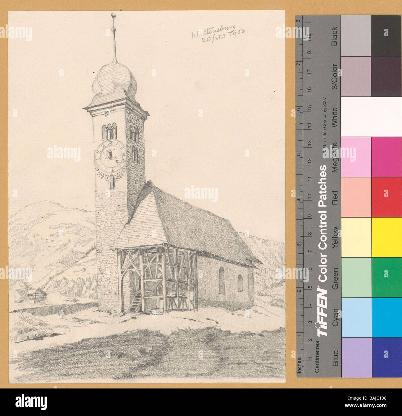 This 1903 drawing by Johann Rudolf Rahn depicts an exterior view of the ...