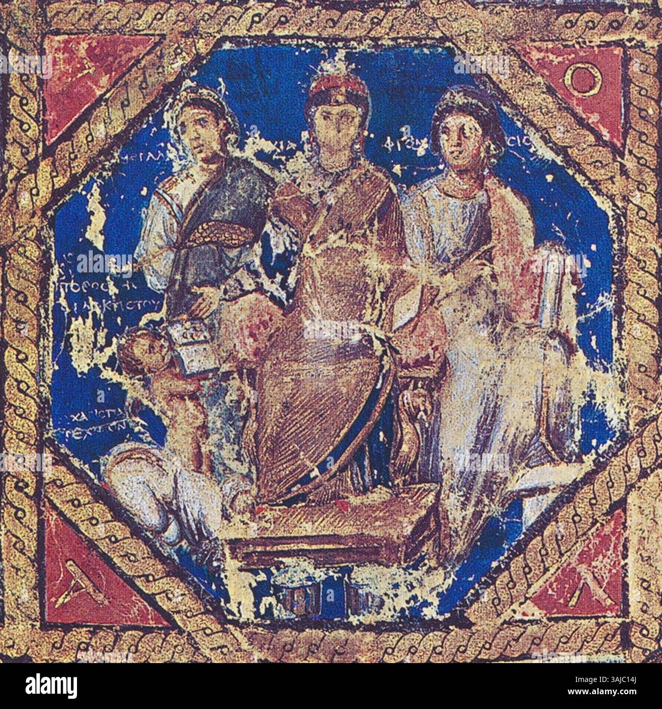 Donor portrait from the Vienna Dioskurides (fol. 6 verso), depicting a ...