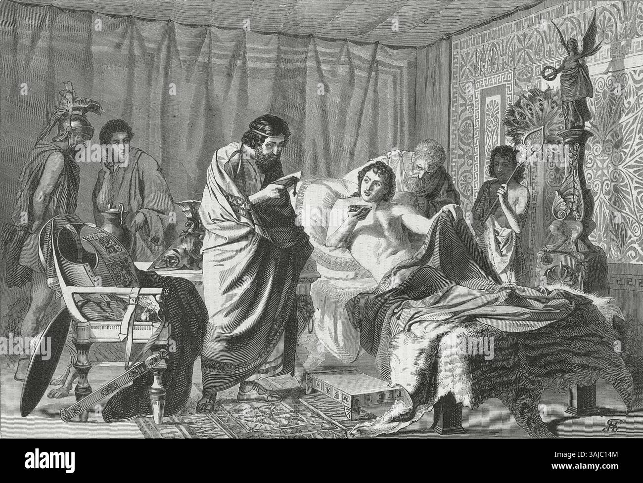 Engraving of Alexander the Great’s trust in his doctor Philip, created ...