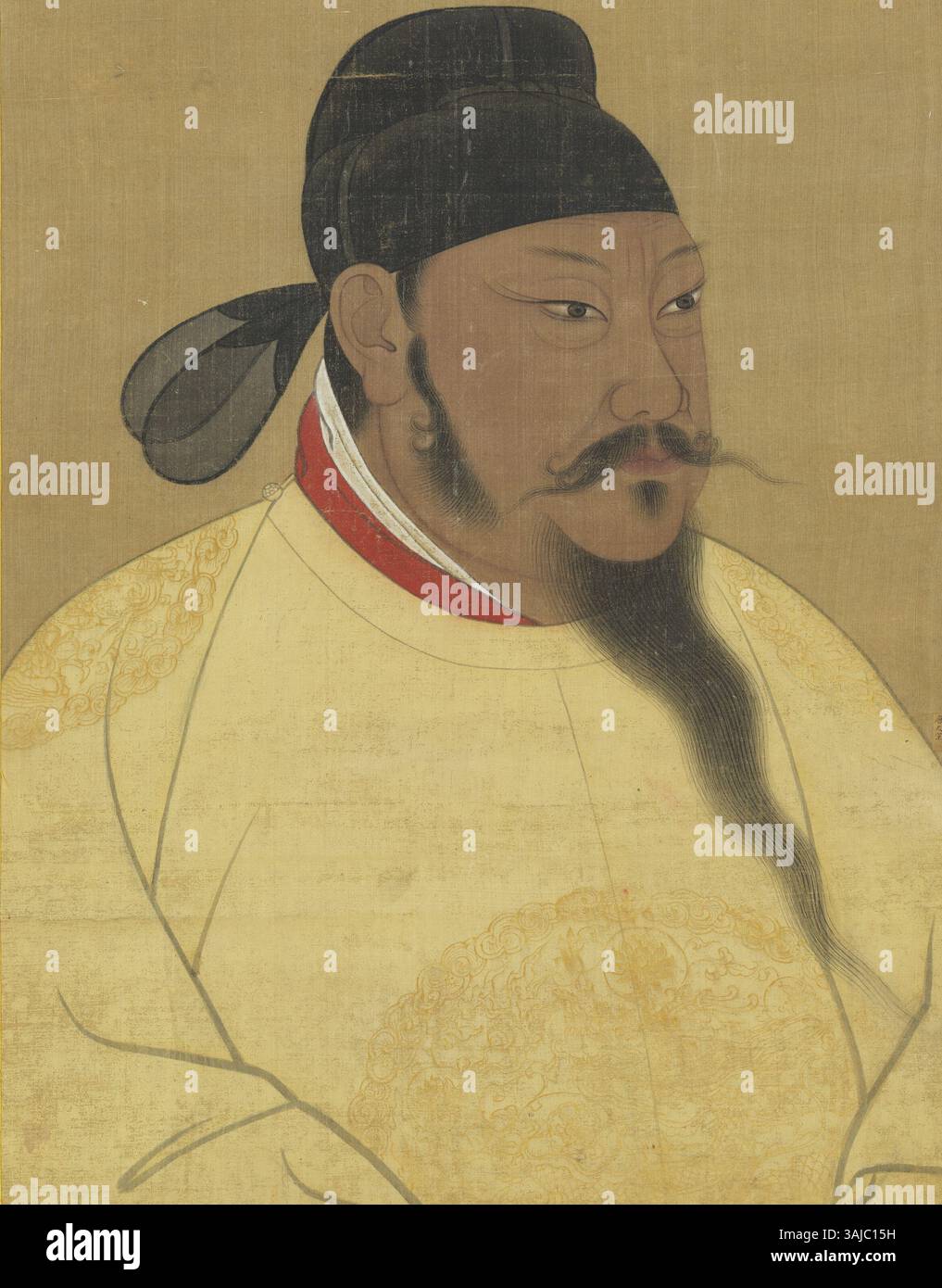 ‘Tang Taizong’ is a cropped image of a hanging scroll from the Tang ...