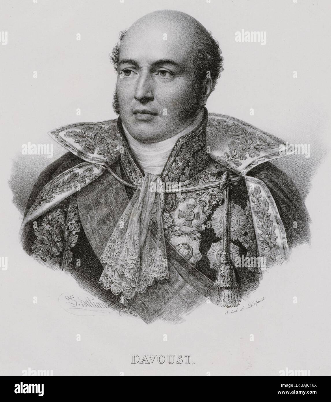 This lithograph portrait depicts Louis Nicolas Davout, created by ...