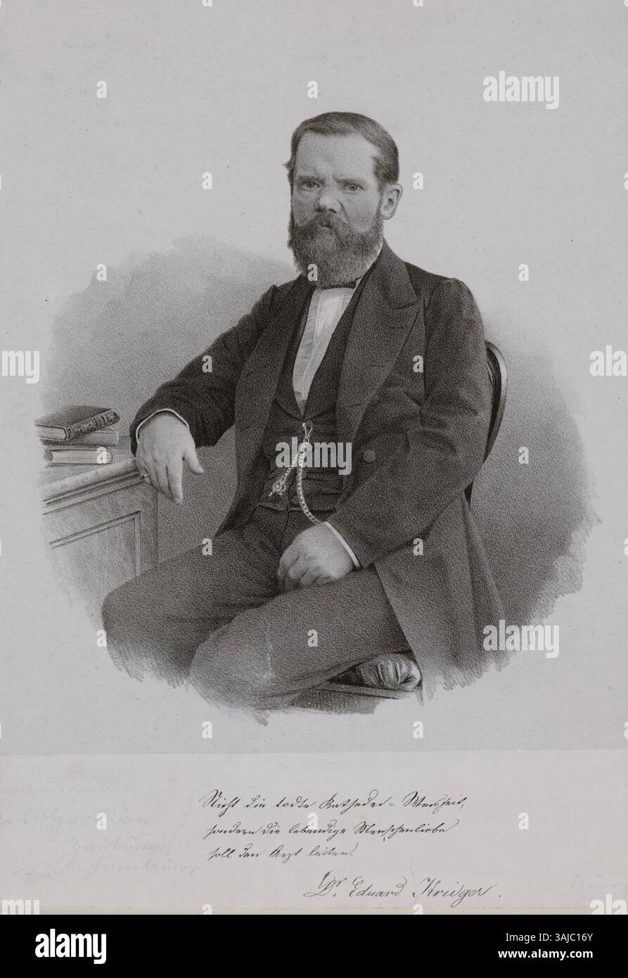 Portrait of Heinrich Eduard Krüger, lithographed and housed in the ...