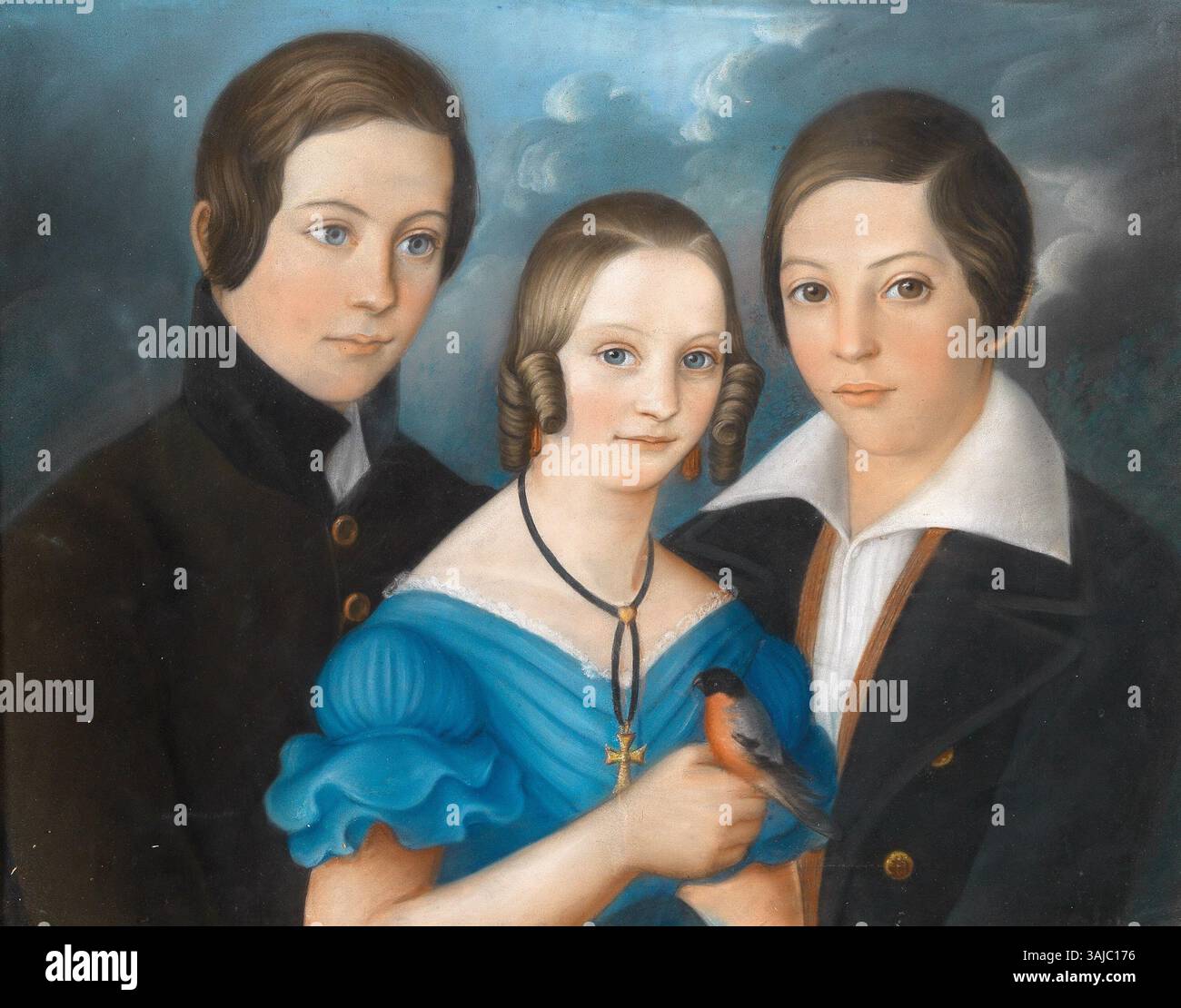 A pastel portrait of siblings from the 1820s, believed to be the ...