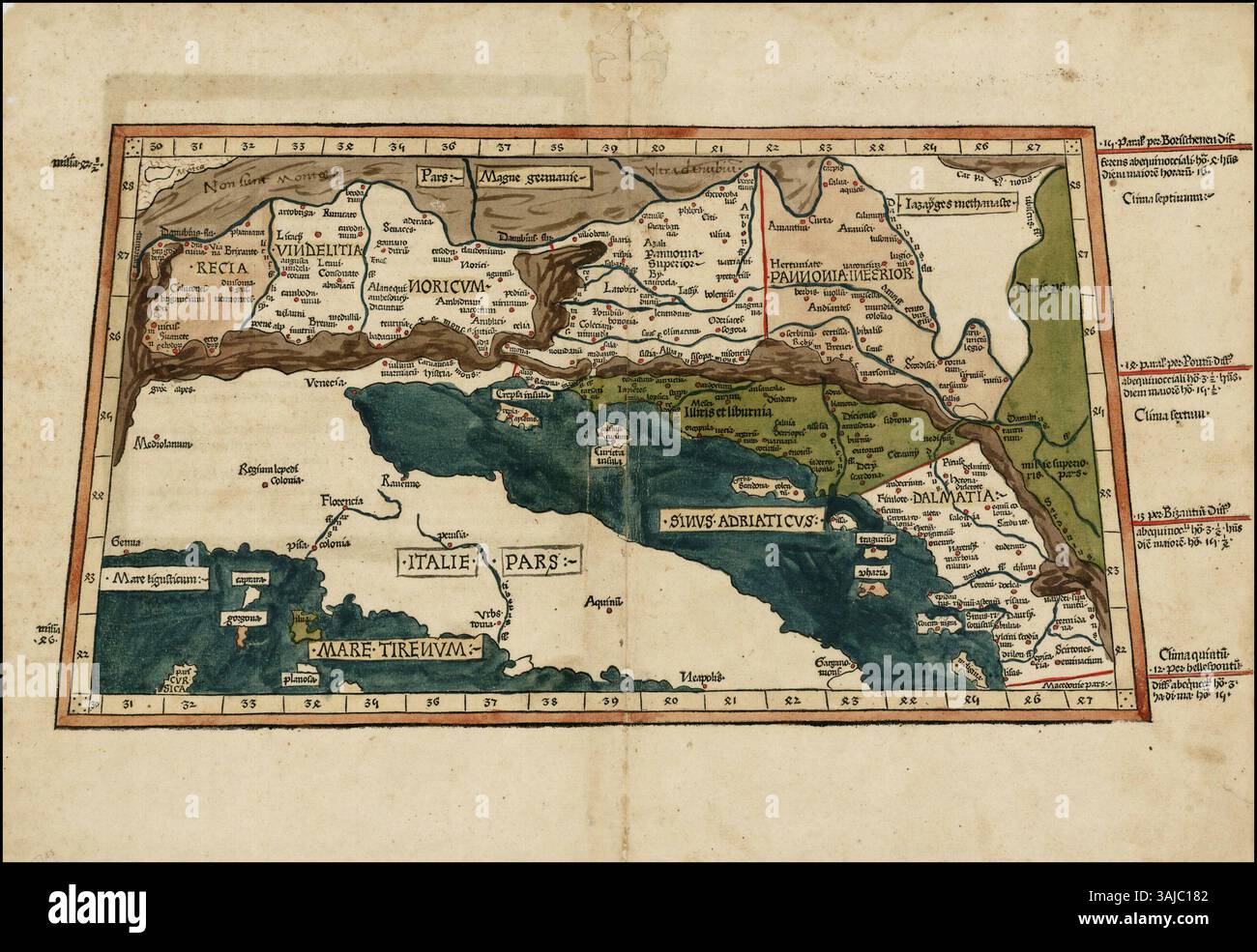 This 1482 map, produced by Ptolemy in Ulm, focuses on the Adriatic and ...