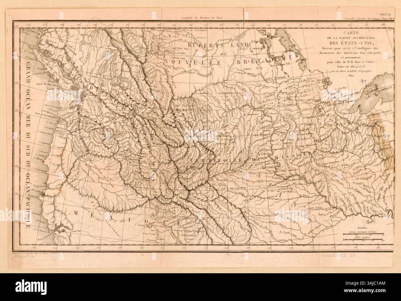 Pierre Lapie's 1821 map continues to document American exploration of ...