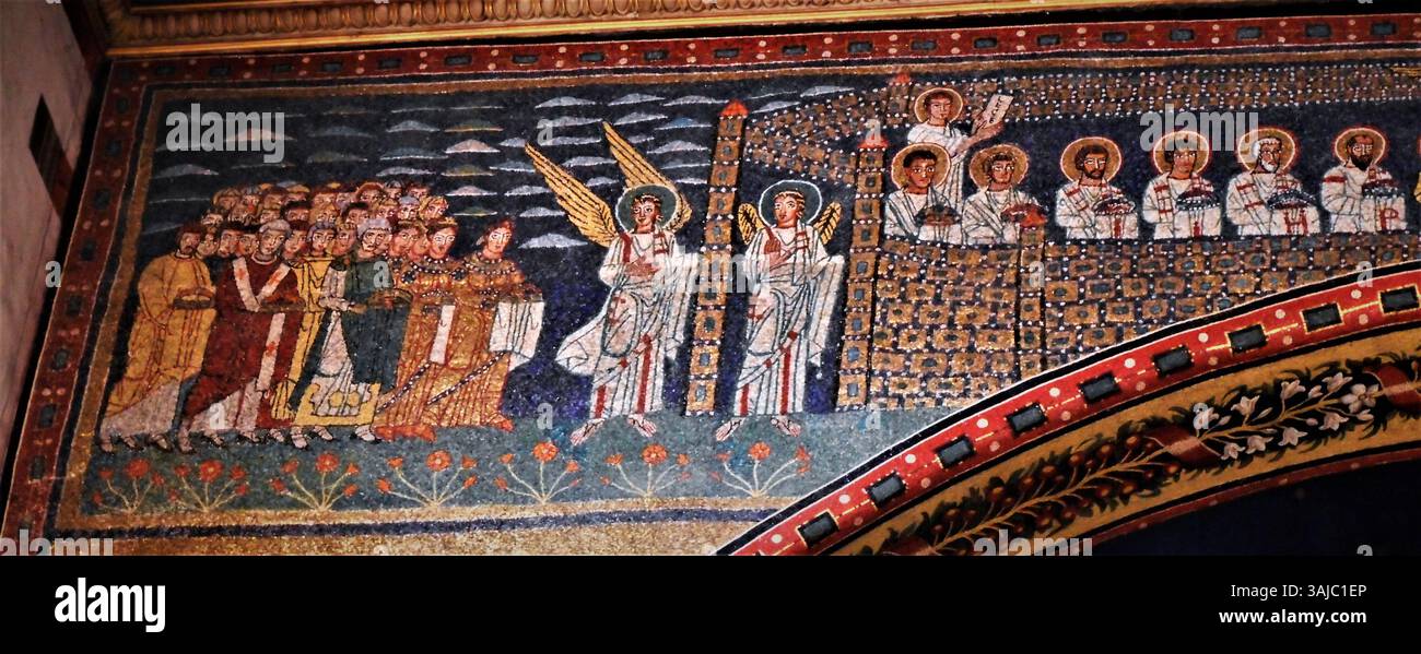 These Byzantine mosaics, dating from 817-824, depict two angels ...