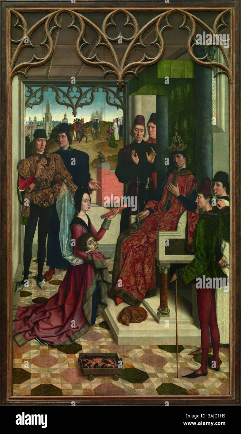 The Ordeal by Fire by Dieric Bouts, created around 1460, depicts a ...