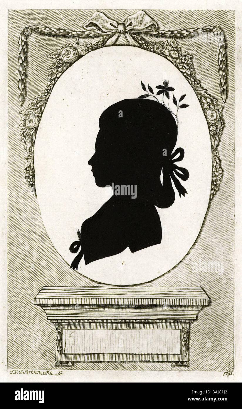 A copper engraving portrait of Louise Amsinck, née Schuback, created in ...