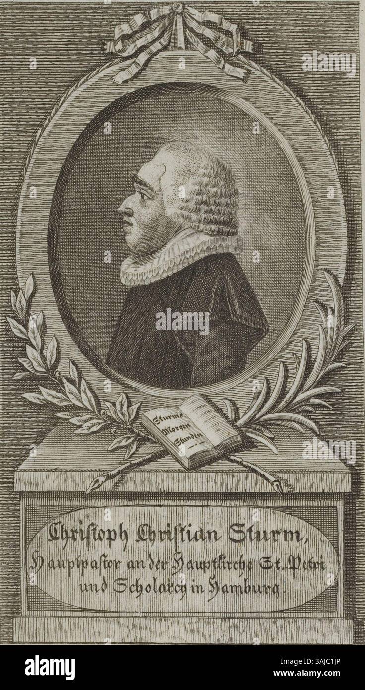 This copper engraving depicts Christoph Christian Sturm, a pastor at St ...