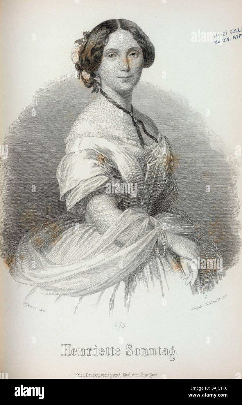 An engraving by Charles Schuler from the 1870s, depicting opera singer ...