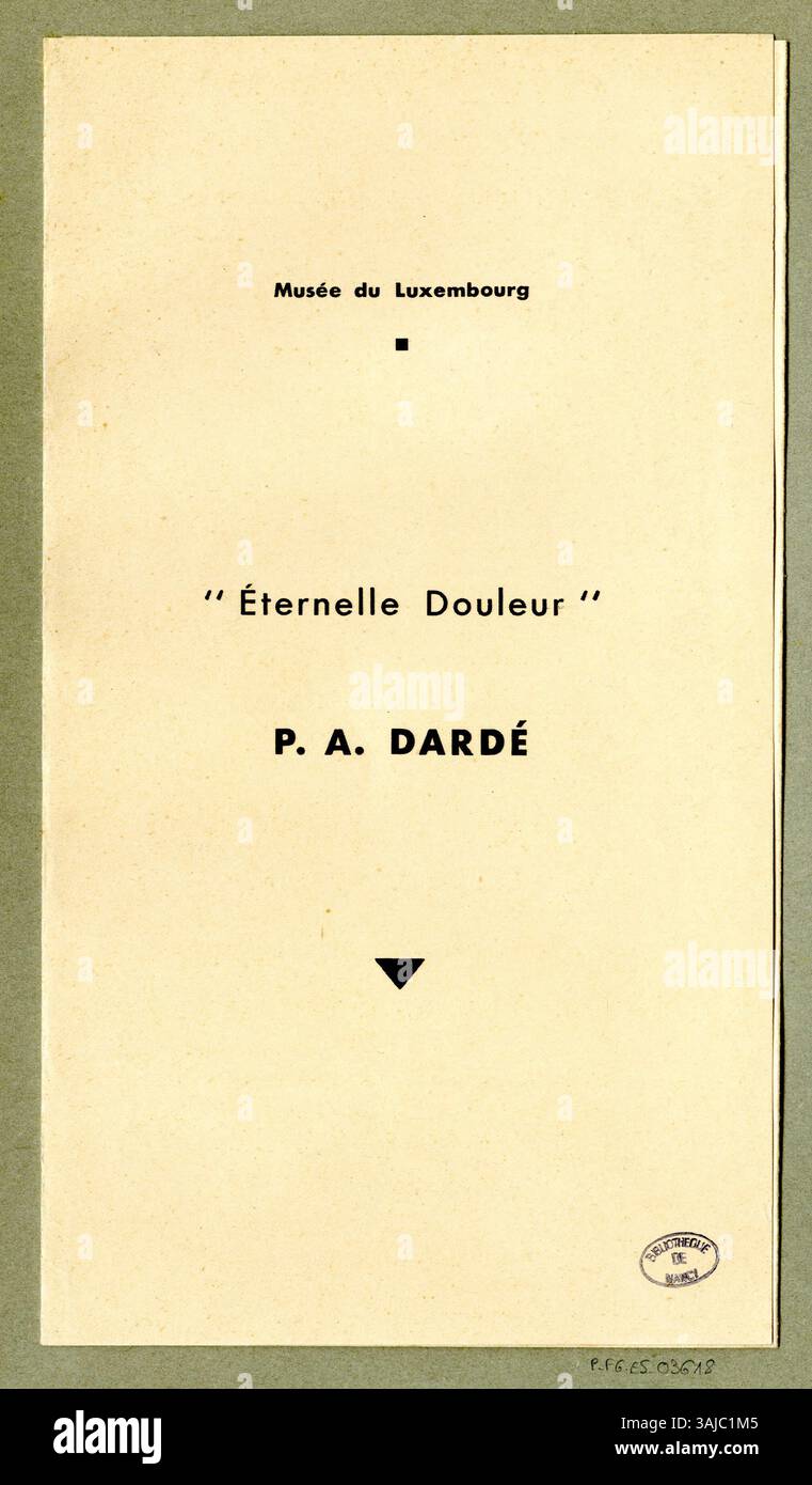 A print from 1900 to 1950 titled 'Eternelle douleur', depicting an ...