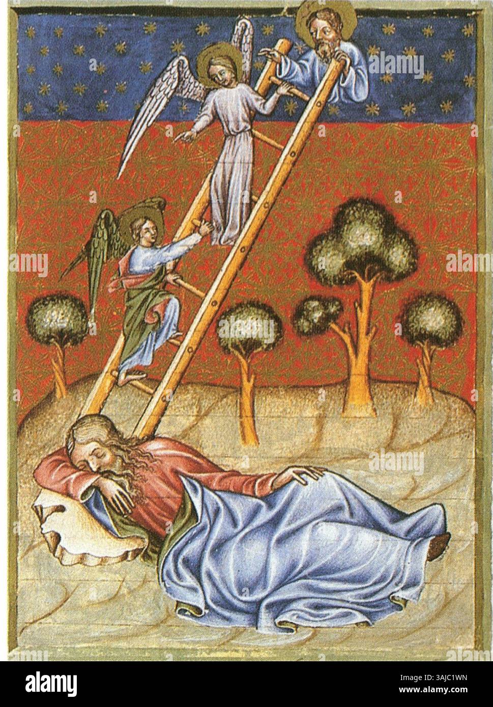 'Jacob’s Ladder,' depicted in the Wenceslaus Bible, illustrates the ...