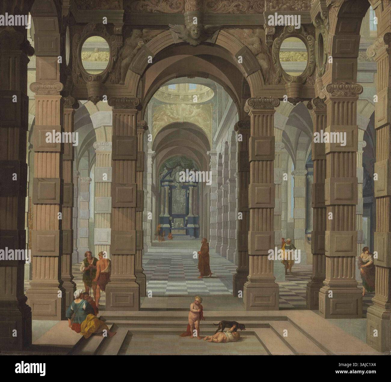 The 1645 painting 'Interior of a Baroque Church' by Dirck van Delen and ...