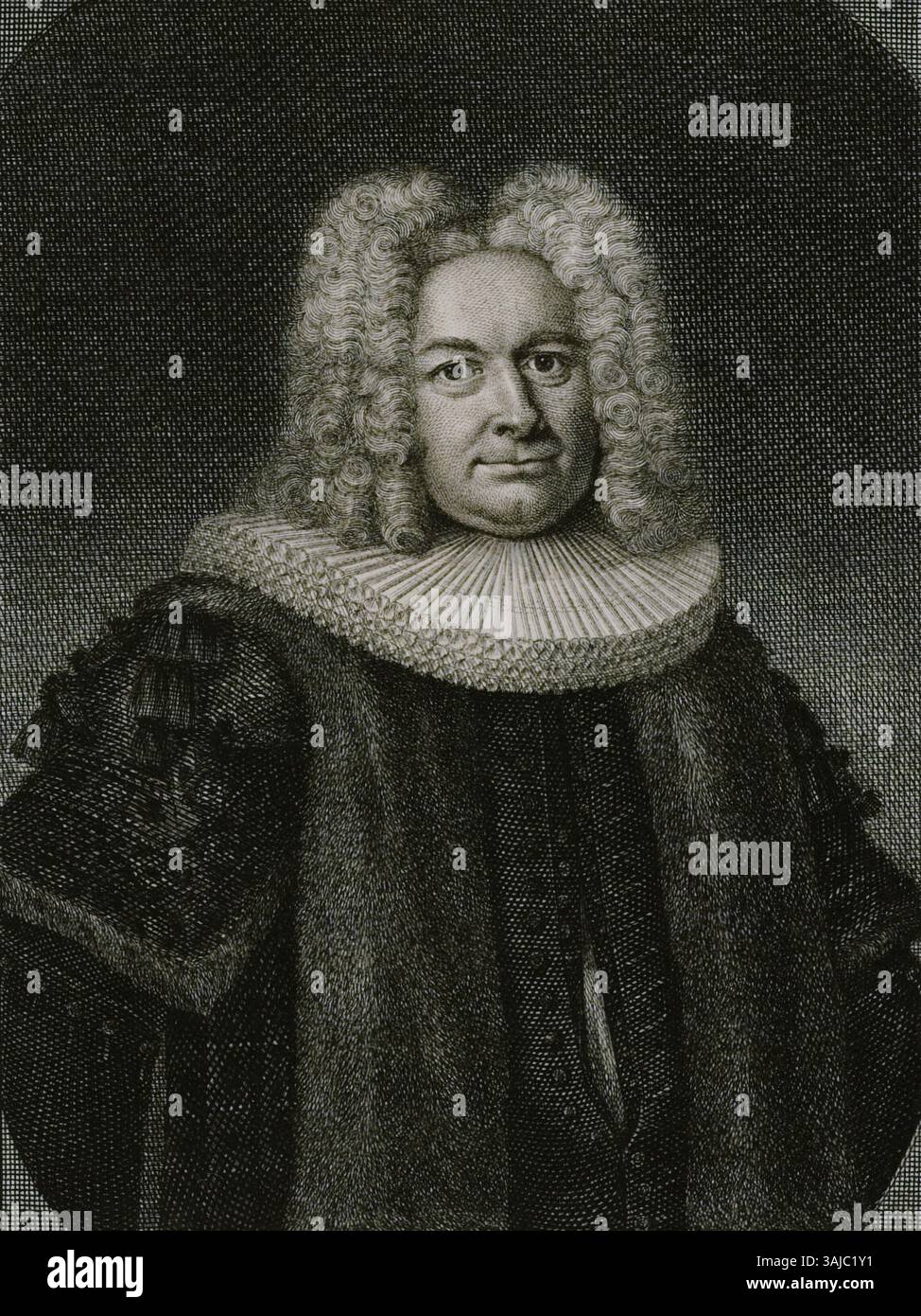 A 1745 portrait engraving of Johann Anderson, created by Maria F ...