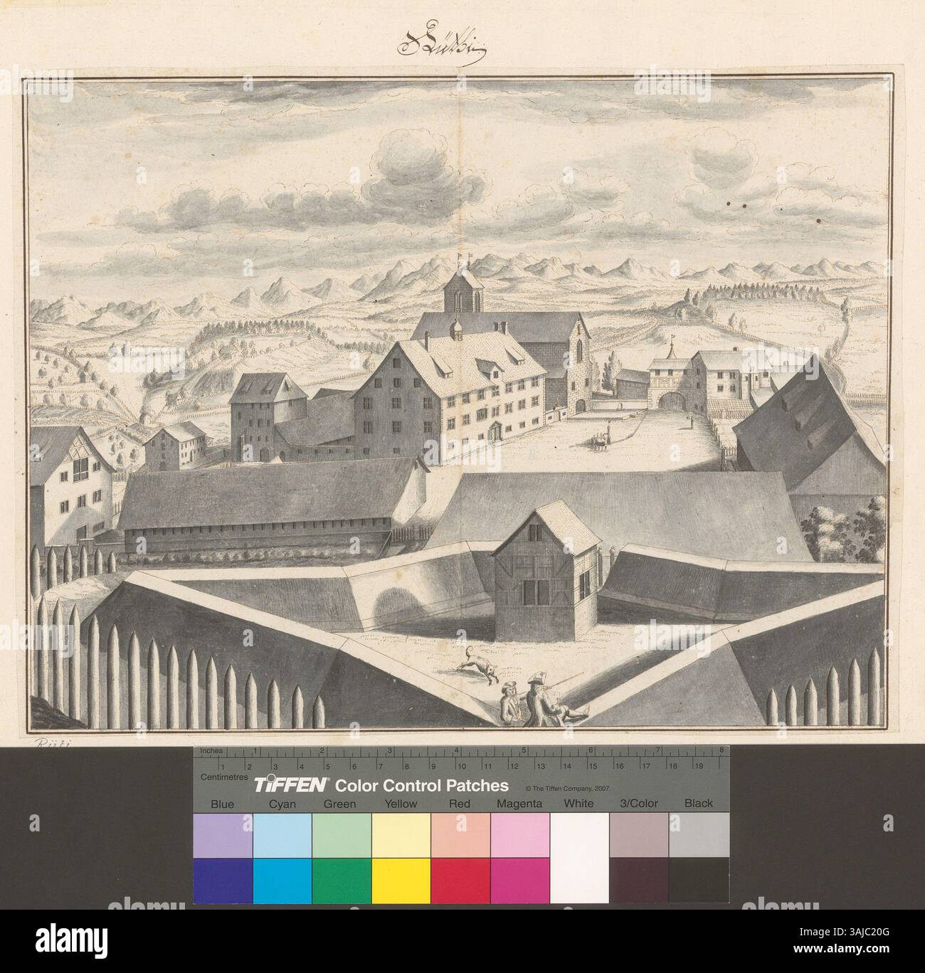 A drawing by an anonymous artist from the early 18th century depicting ...