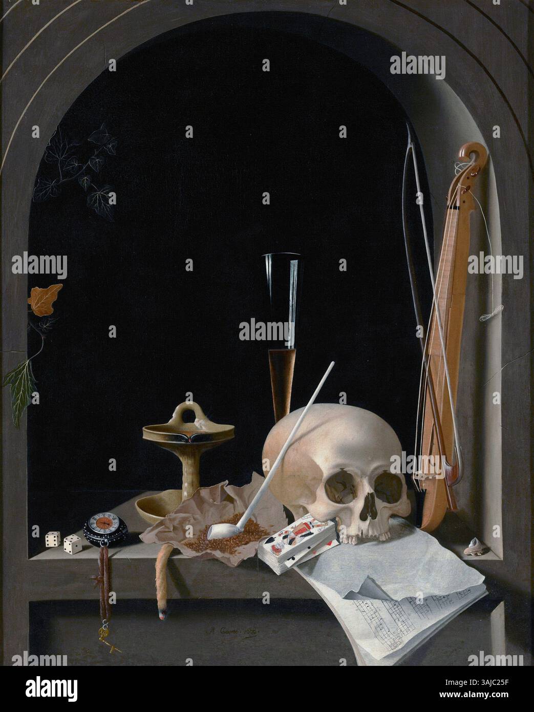 Vanitas still life by Adriaen Coorte, painted in 1688, featuring ...
