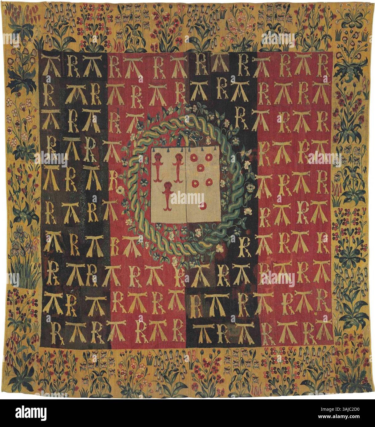A Franco-Flemish armorial tapestry from circa 1503, featuring the coats ...