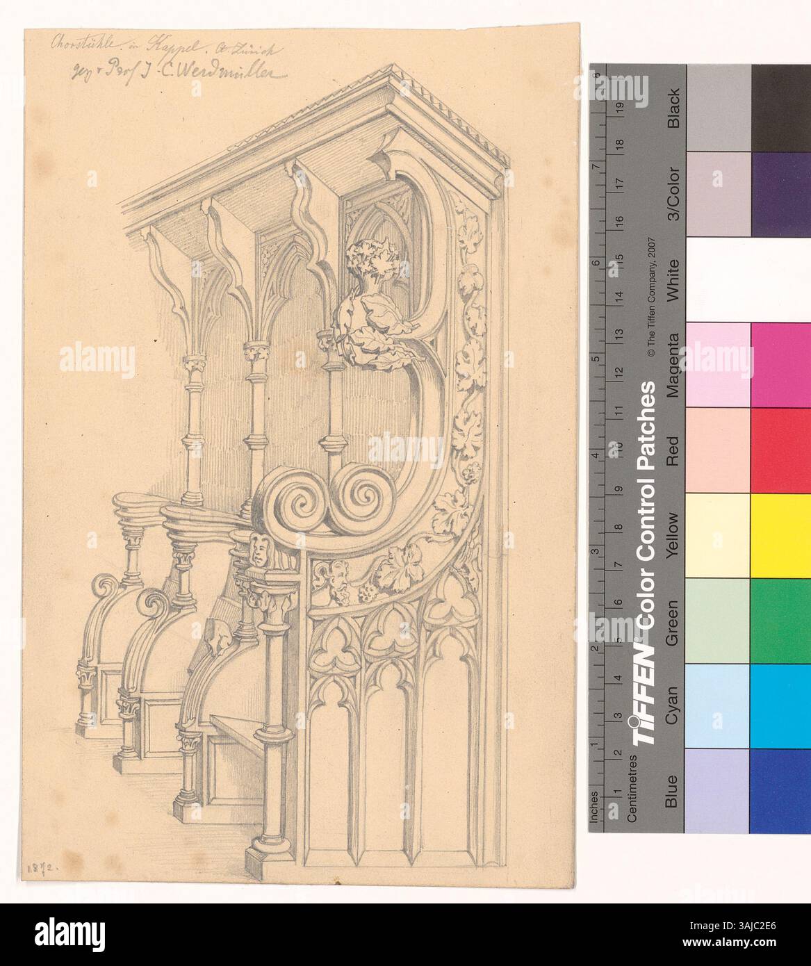 This image shows a section of the choir stalls in the former Cistercian ...