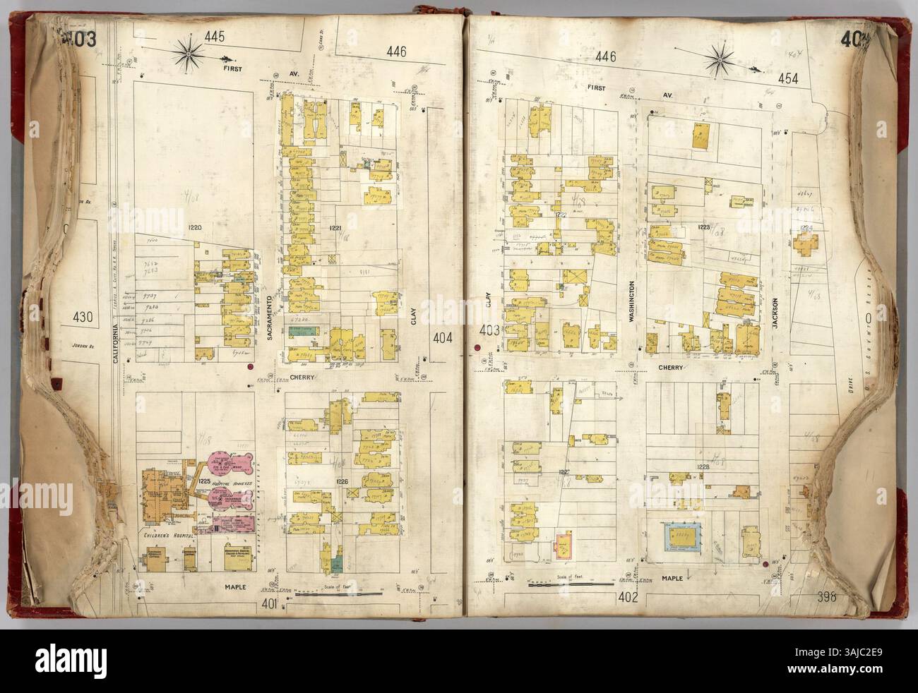 This 1905 Sanborn Insurance Map Atlas for San Francisco includes color ...
