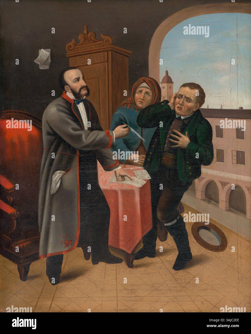 Usurer painting from 1850 by an anonymous Slovak artist. The oil on ...