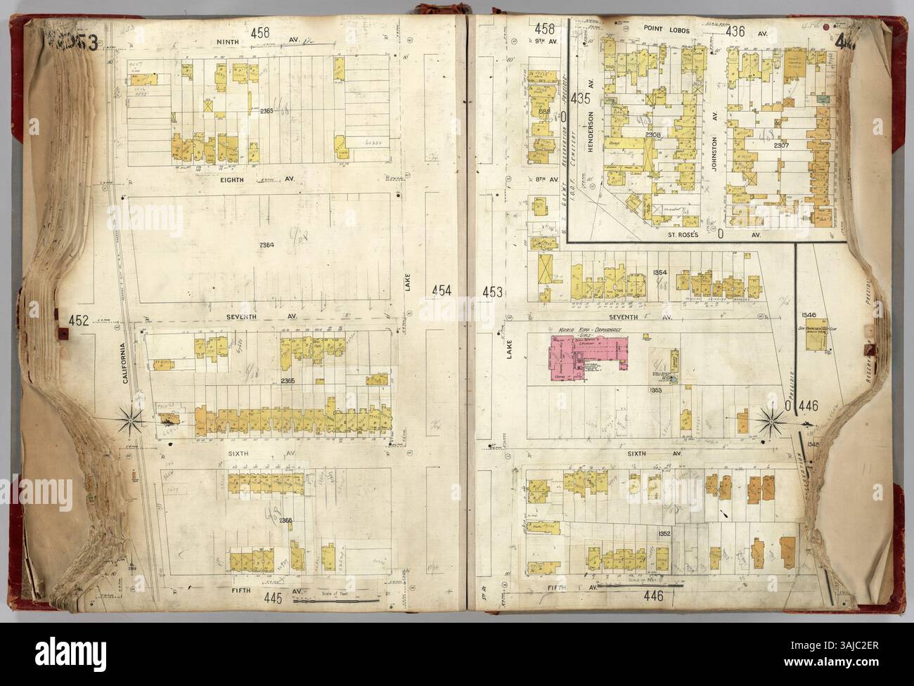 This 1905 San Francisco Sanborn Insurance Map Atlas contains color maps ...