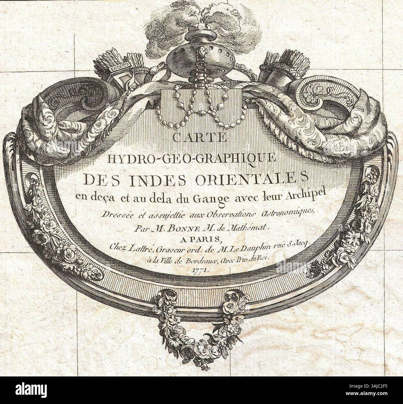 This 1771 map by Rigobert Bonne includes a detailed cartouche that ...