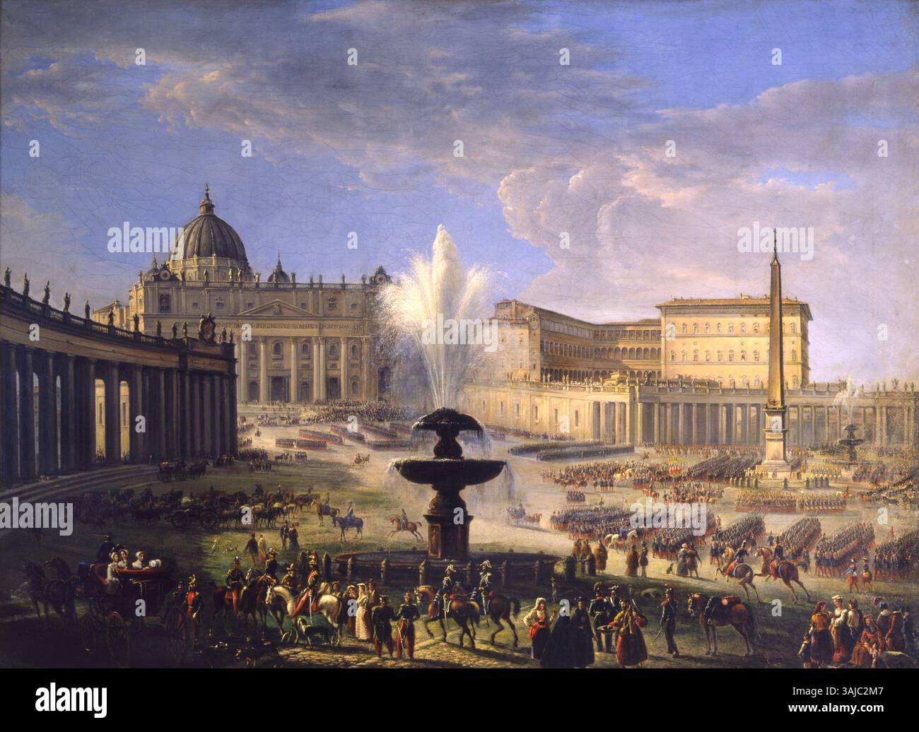 Parade of French troops in Piazza San Pietro, captured by Michelangelo ...