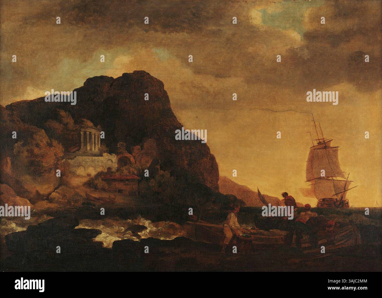 This 18th-century seascape painting, after Claude Vernet, captures a ...