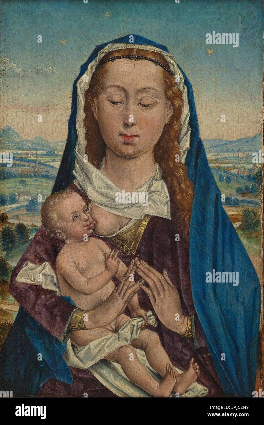 An anonymous Dutch painting from the late 15th century, 'Virgin and Child in a Landscape ...