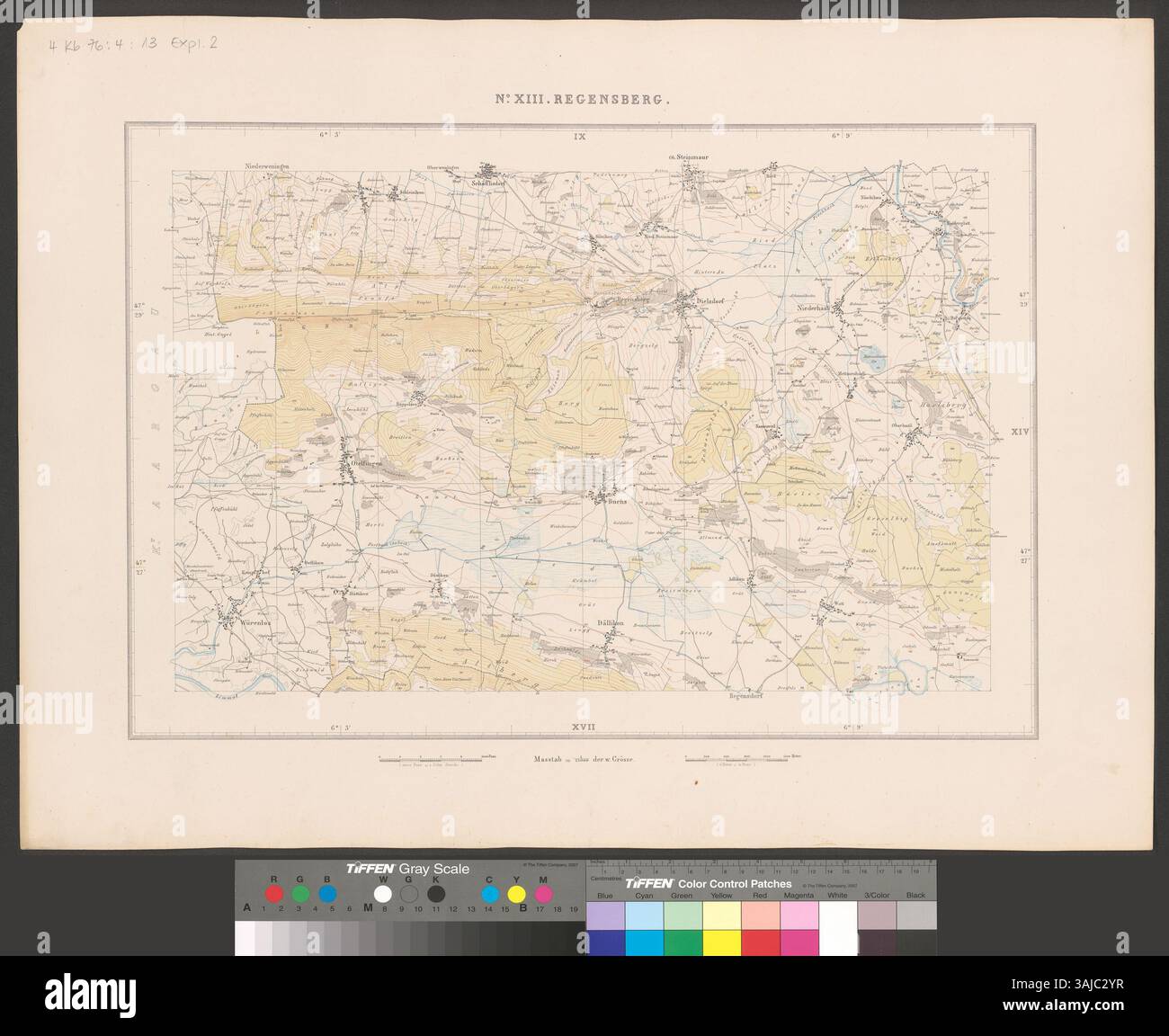 Wild-Karte, Blatt 13, created in 1856, maps the Regensberg region of ...