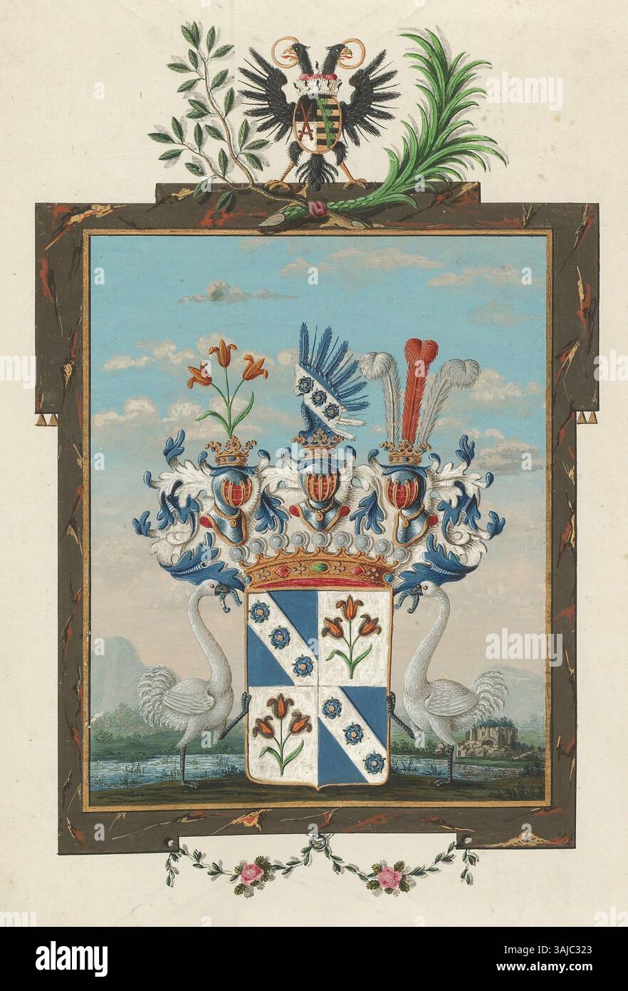 Coat of arms for Friedrich Hermann Carl von Langenau, granted on July ...