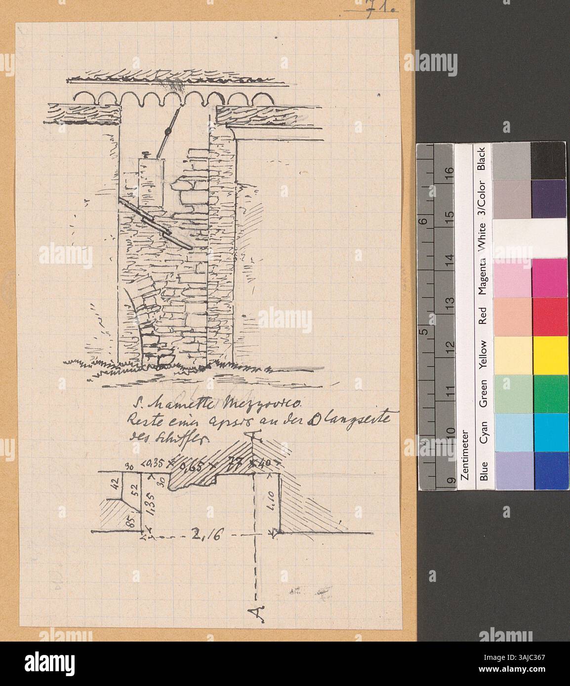 This print shows the remaining sections of the apse on the eastern side ...