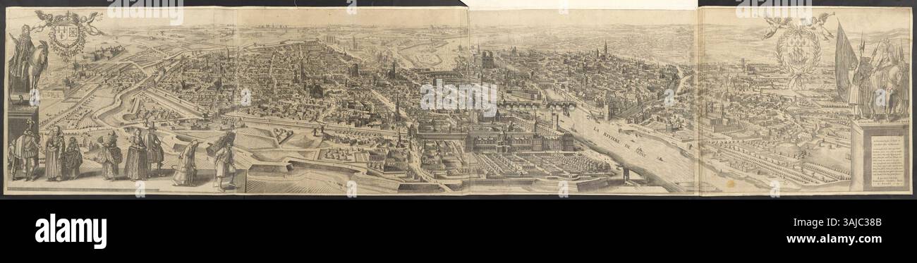 This 1619 bird's-eye map by François Hoiamis shows Paris from the ...