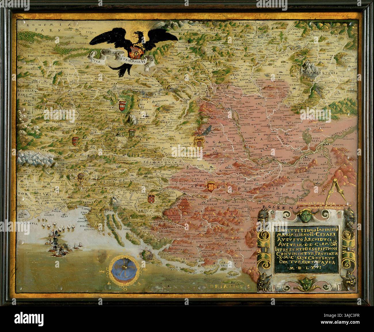 This 1566 map painting shows the Habsburg lands and the Austrian ...