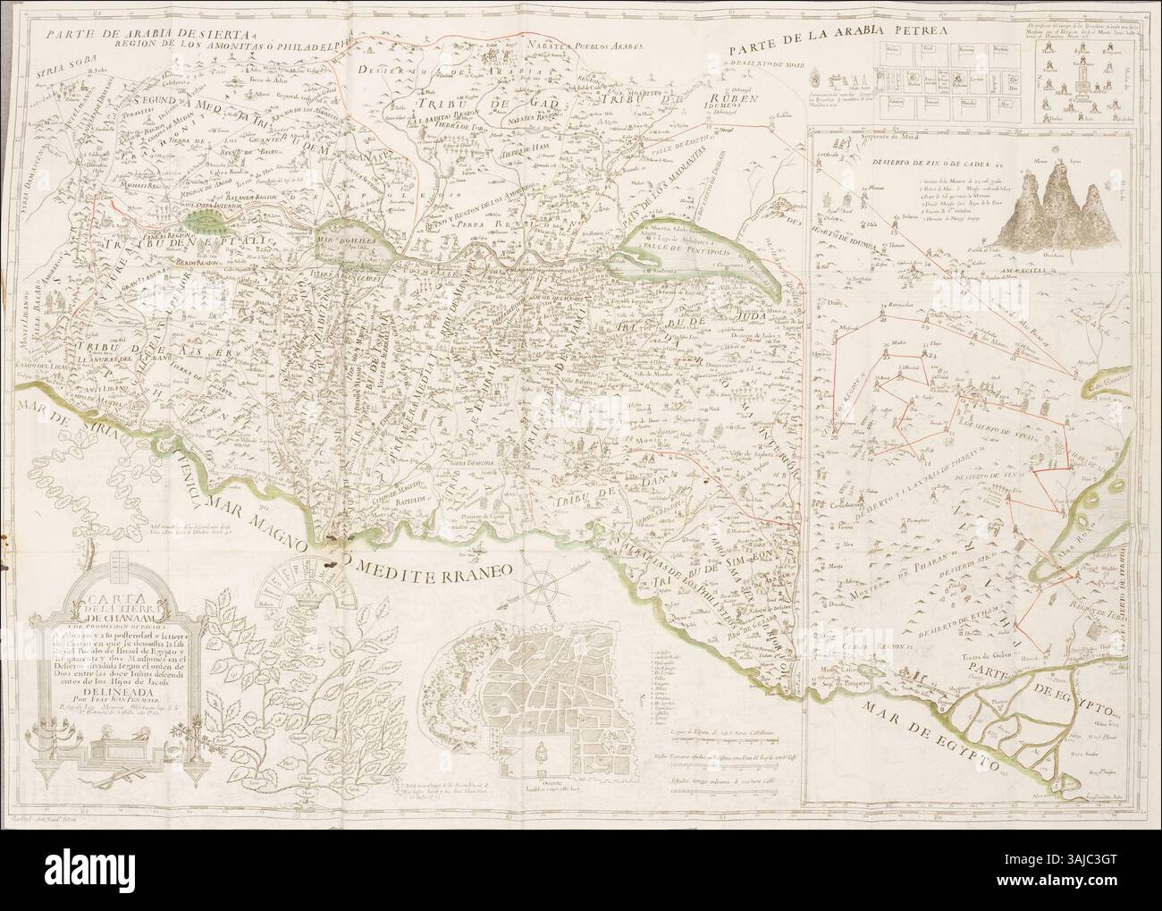This 1792 map of the Holy Land by Juan Peñalver illustrates the region ...