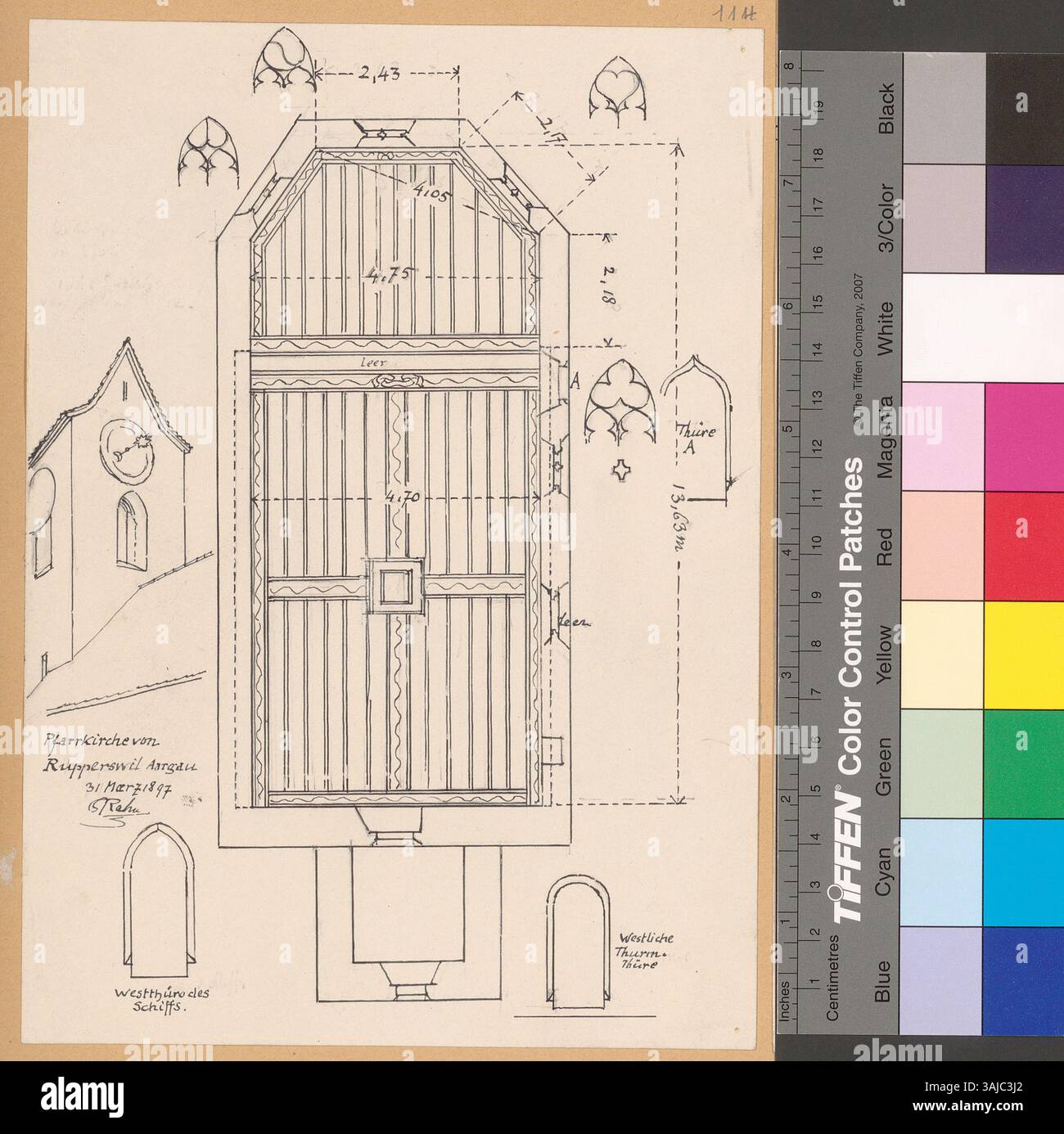 This 1897 illustration by Johann Rudolf Rahn shows an exterior view of ...