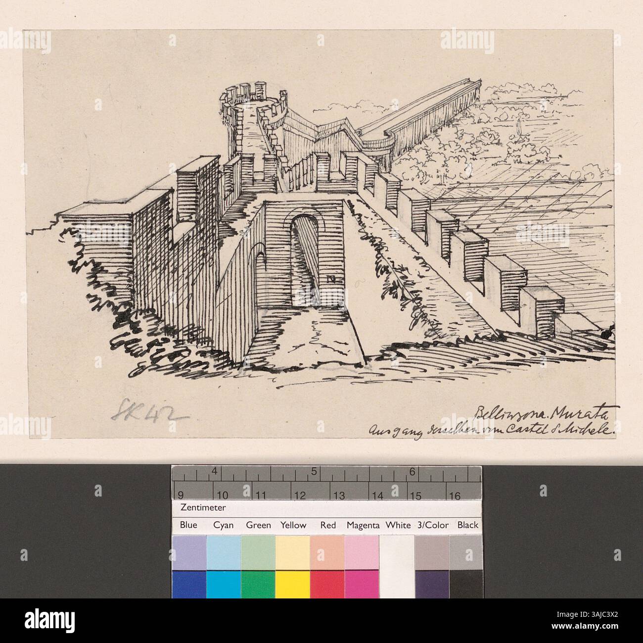 This image depicts the exit from the Murata area of Bellinzona ...