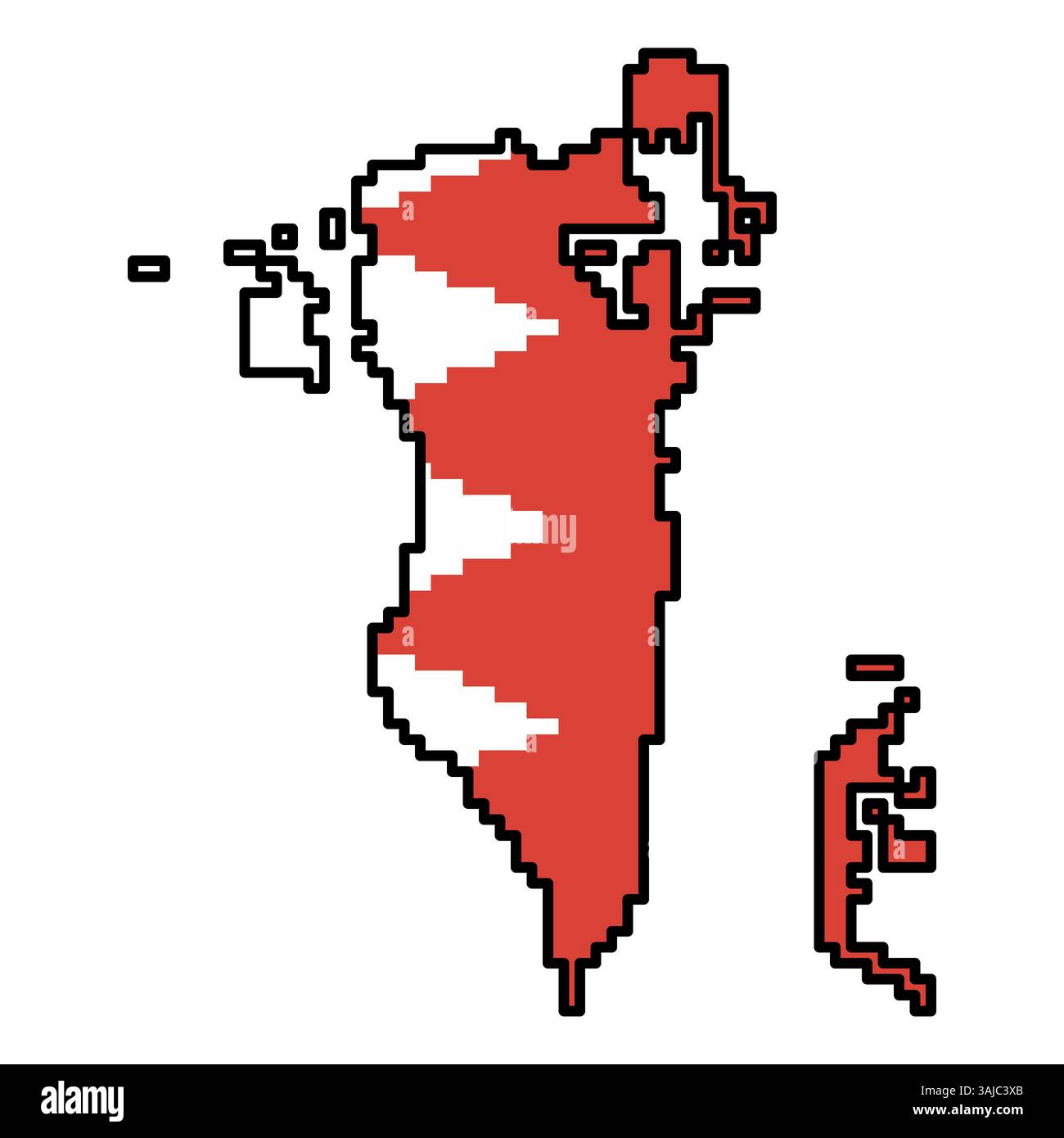 Pixelated world map icons in 8-bit style, featuring over 190 countries ...