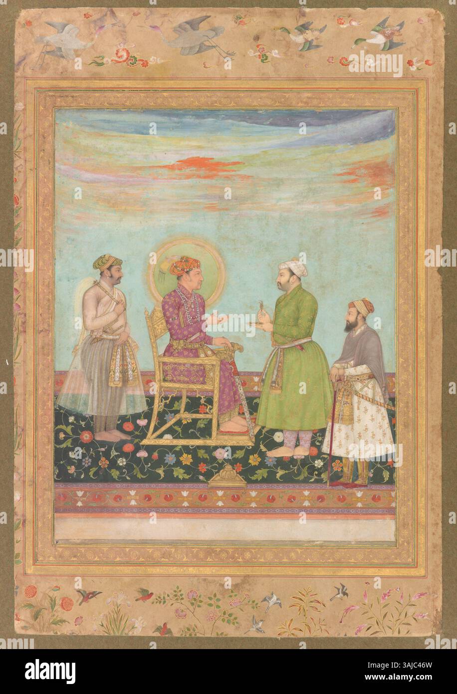 This 1650 painting from the Late Shah Jahan Album depicts Mughal ...