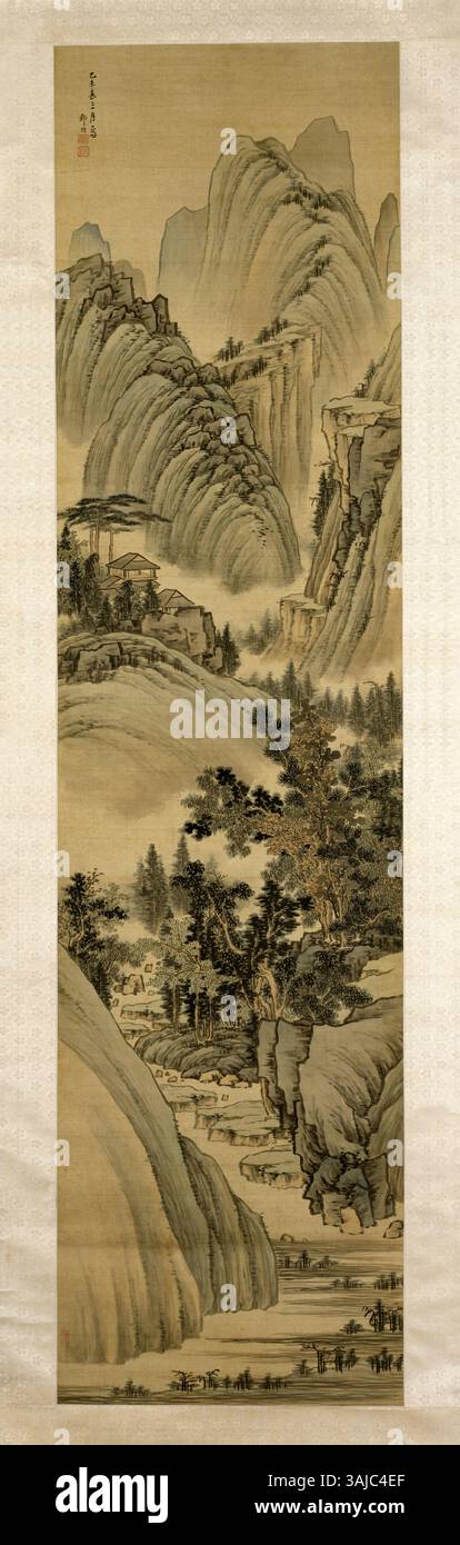 Ink and color painting on silk by Zou Zhe, a prominent figure in ...